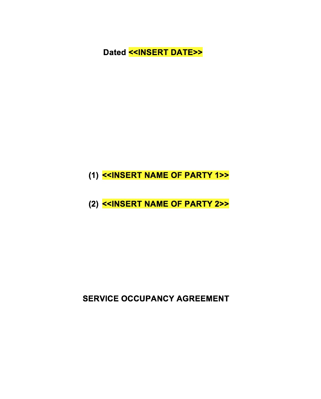 Service Occupancy Agreement