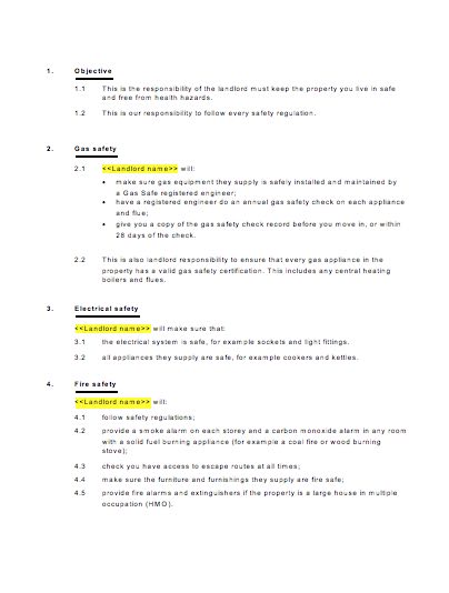 Residential Landlord Health and Safety Policy & Procedure Template ...